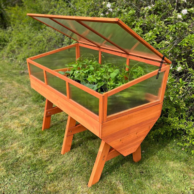 Veg-Trough Large Wooden Raised Vegetable Bed Planter with Polycarbonate ...
