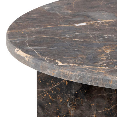 Vega Round Coffee Table with Marron Marble Top 90cm