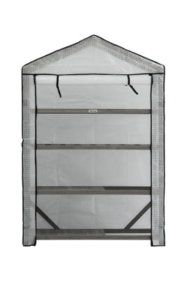 VegTrug Nursery Greenhouse 4 Tier Wide Grey Wash, Cedar Wood (FSC 100%)