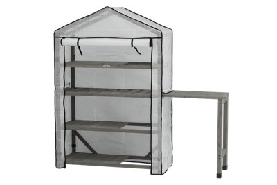 VegTrug Nursery Greenhouse 4 Tier Wide Grey Wash, Cedar Wood (FSC 100%)