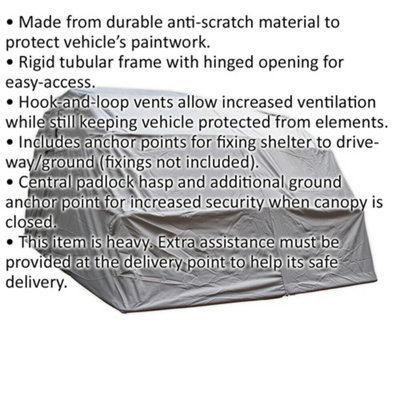 Vehicle Storage Shelter - Rigid Tubular Frame - 2.7m x 5.5m x 2m ...