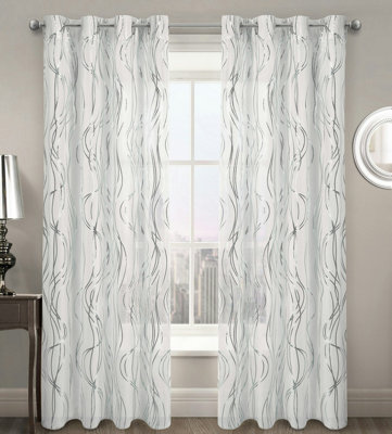 Velosso Swirls Eyelet Voile Panel - Silver