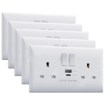 VELTZ USB C & A Socket, 30W PD USB-C & 18W QC 4.0 USB-A, Super Fast ...