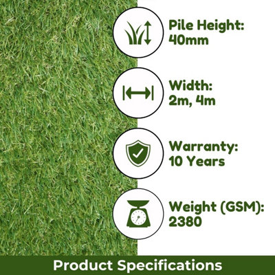 Velvet 40mm Super Soft Outdoor Artificial Grass, Premium Artificial ...