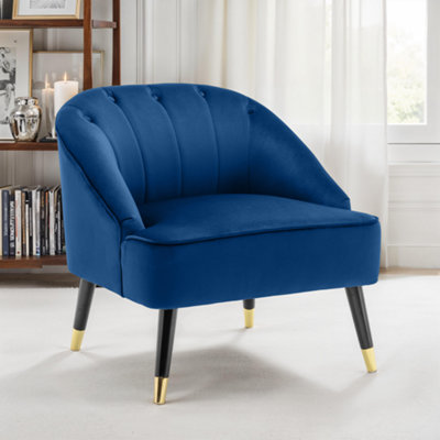 Velvet Blue Slipper Bedroom Accent Chair