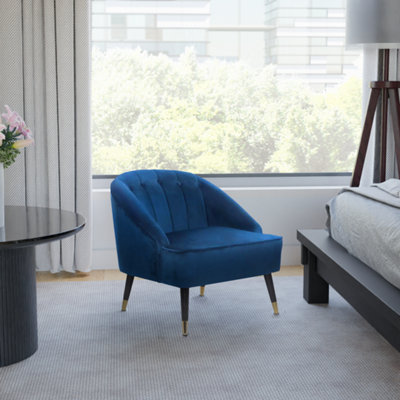 Velvet Blue Slipper Bedroom Accent Chair