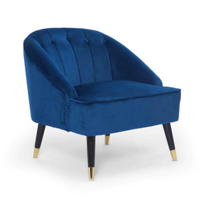 Velvet Blue Slipper Bedroom Accent Chair