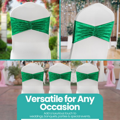 Velvet Chair Band Glitz Shiny Fabric Strechy Chair Band Sash, Emerald ...