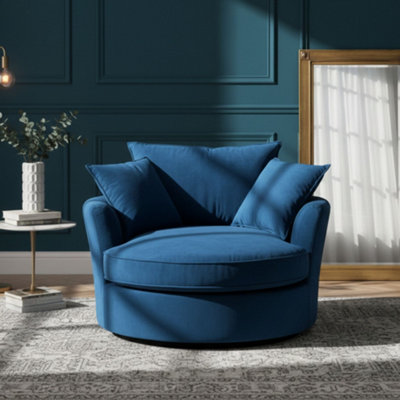 Velvet Cuddle Swivel Chair - 360 Rotating Loveseat with Swivel Base