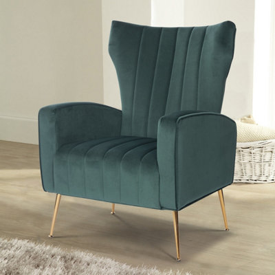 Shop Velvet Emerald Green Talia Accent Chair