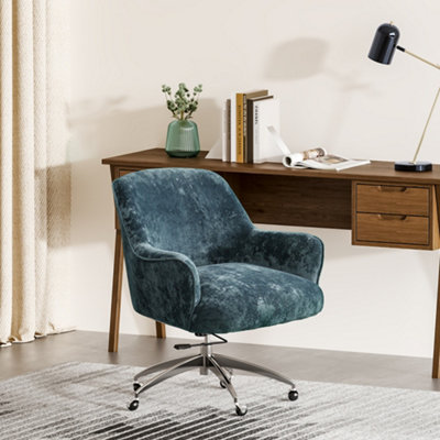 Velvet Fabric Upholstered Desk Chair for Home Office Modern Adjustable ...