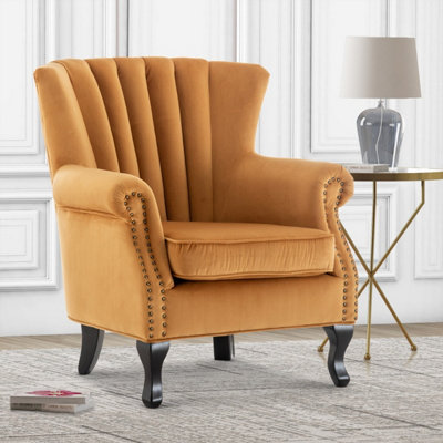 Velvet Gold Jemma Accent Wingback Chair