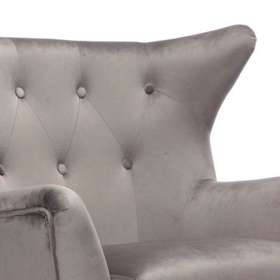 Buy Velvet Light Grey Brianna Accent Wingback Chair at B&Q
