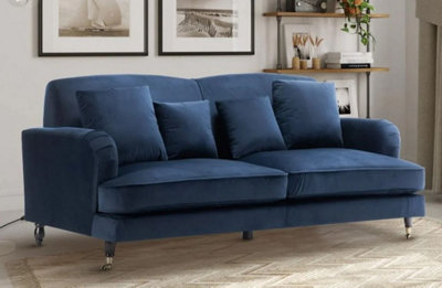 Velvet Navy Blue 3 Seater Sofa
