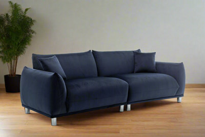 Velvet Navy Blue 3 Seater Sofa