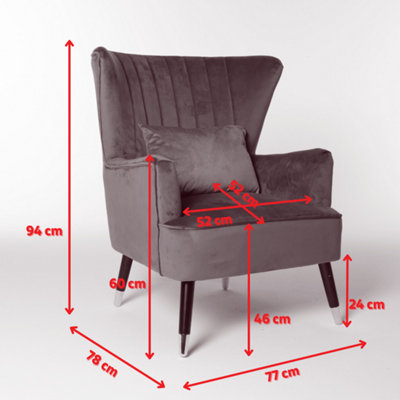 Velvet Navy Blue Accent Wingback Chair