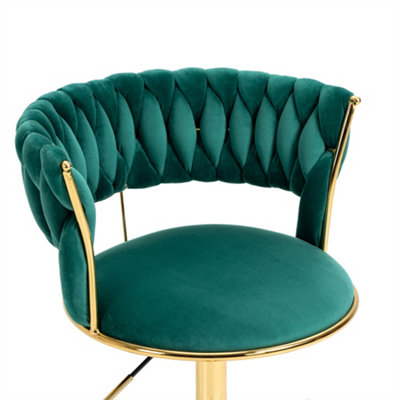 Velvet Office Desk Chair with Hand Woven Backrest, Swivel & Height ...