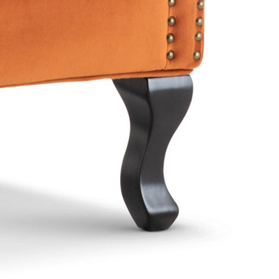 Velvet Orange Accent Wingback Chair
