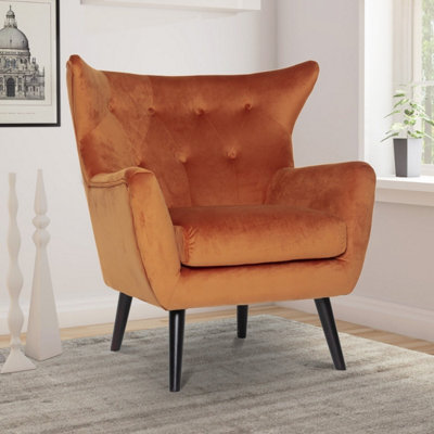 Velvet Orange Brianna Accent Wingback Chair | DIY at B&Q
