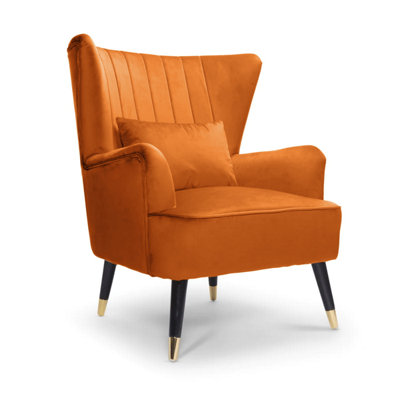 Velvet Orange Camila Accent Wingback Chair with Footstool