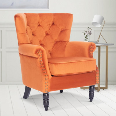 Velvet Orange Liana Accent Wingback Chair | DIY at B&Q