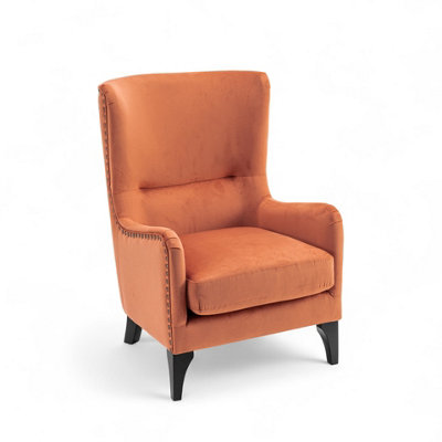 Velvet Orange Segovia Accent Wingback Chair