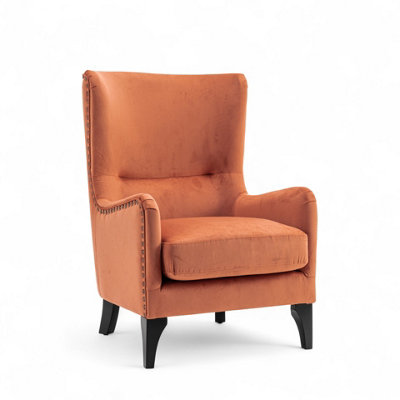 Velvet Orange Segovia Accent Wingback Chair