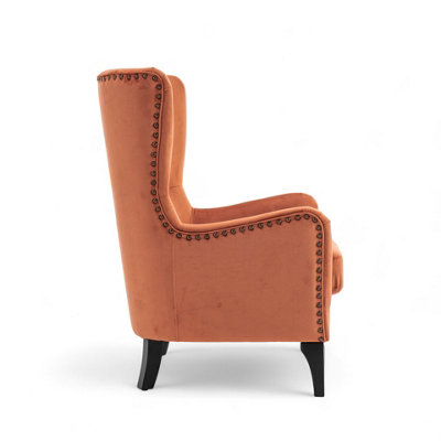 Velvet Orange Segovia Accent Wingback Chair