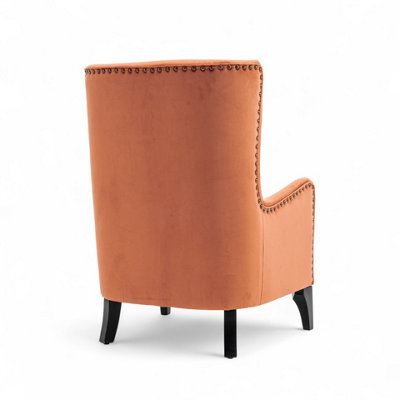 Velvet Orange Segovia Accent Wingback Chair