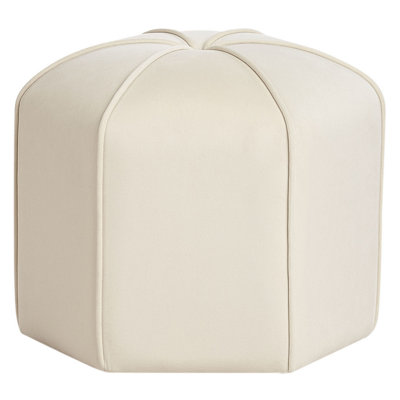 Velvet Pouffe Light Beige WISHEK
