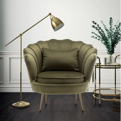Velvet Sage Green Accent Chair