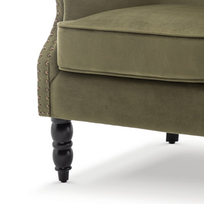 Velvet Sage Green Accent Wingback Chair