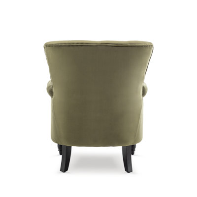 Velvet Sage Green Accent Wingback Chair