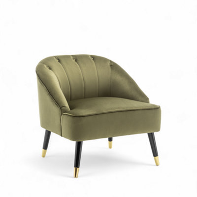 Velvet Sage Green Slipper Bedroom Accent Chair