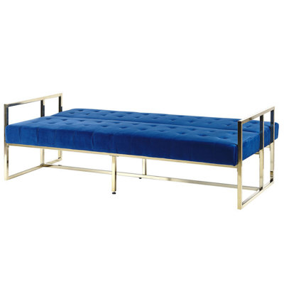 Velvet Sofa Bed Navy Blue MARSTAL