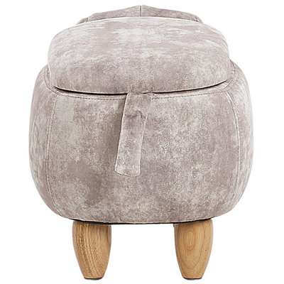 Velvet Storage Animal Stool Beige DOGGY
