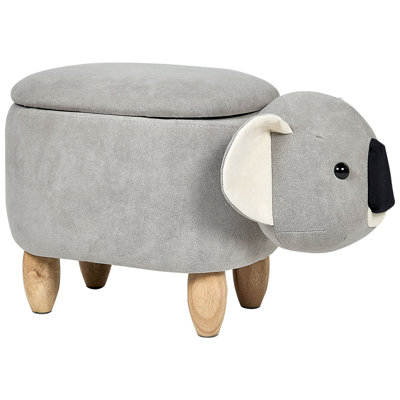 Velvet Storage Animal Stool Grey COALA
