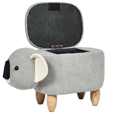 Velvet Storage Animal Stool Grey COALA