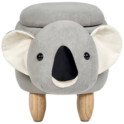 Velvet Storage Animal Stool Grey COALA