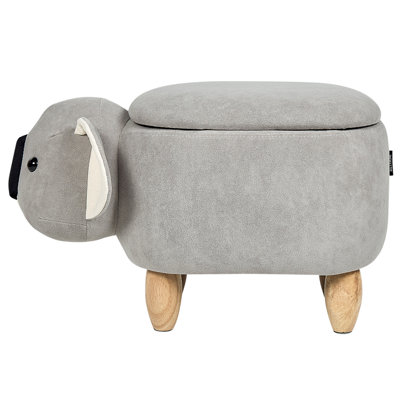 Velvet Storage Animal Stool Grey COALA