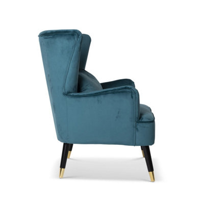 Velvet Teal Accent Wingback Chair