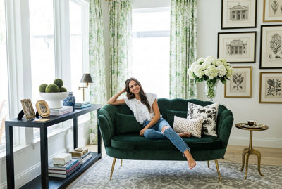 Velvet Teal Daisy Accent Chair