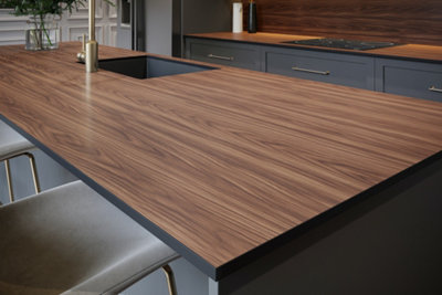 Velvet Walnut 1000mm x 610mm x 12mm Compact Laminate Worktop Modern ...