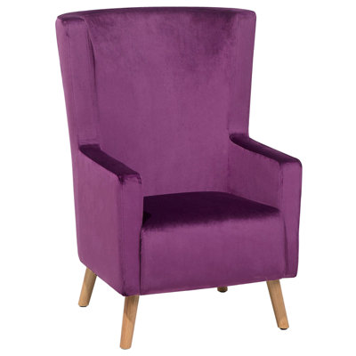 Velvet Wingback Chair Purple ONEIDA | DIY at B&Q