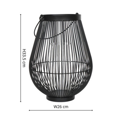 Venere Lantern Black with Glass Insert H34cm W26cm