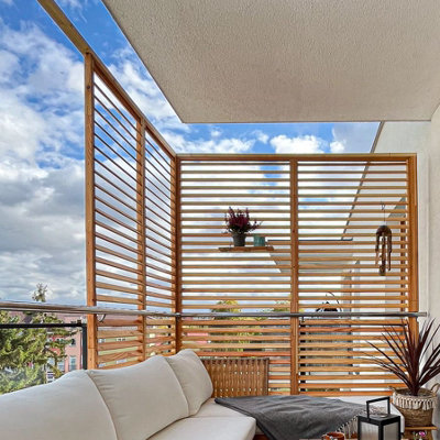 Venetian Larch Wooden External Balcony Screen, h120x90 cm