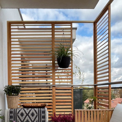 Venetian Larch Wooden External Balcony Screen, h180x60 cm