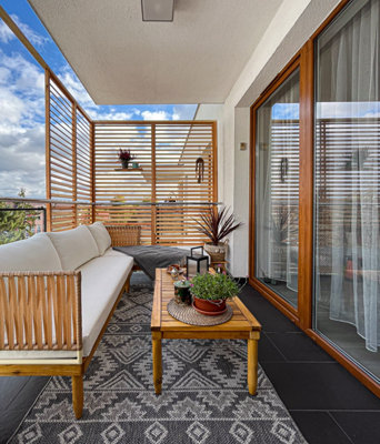 Venetian Larch Wooden External Balcony Screen, h180x60 cm