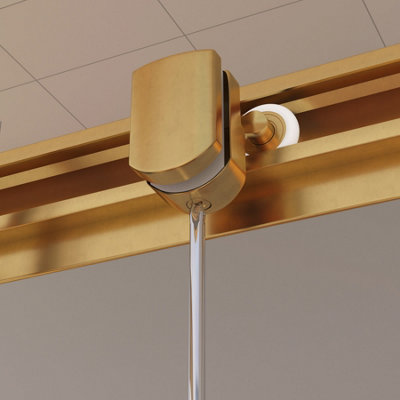 Venice 1000 x 700mm Brushed Brass Sliding Door Shower Enclosure ...