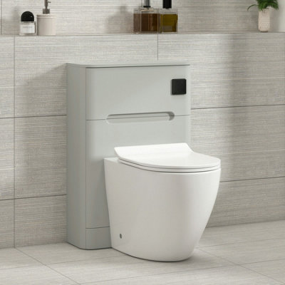 Venice 550mm Dove Grey BTW WC Unit with Elva Rimless Toilet Pan & Slim ...